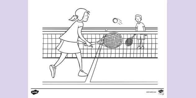 FREE! - Children Playing Tennis | Colouring Sheets