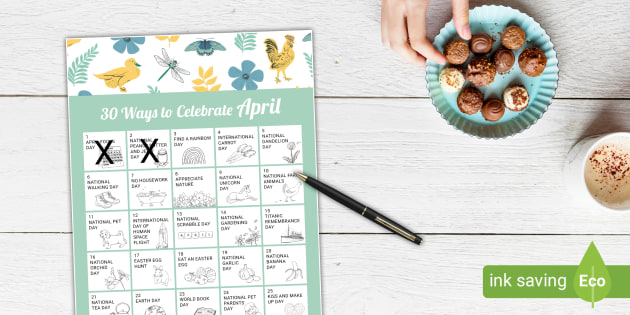 30 Ways to Celebrate in April | Calendar (Teacher-Made)