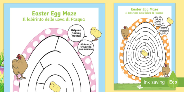 Easter Egg Shaped Mazes English/Italian - Easter Egg Shaped Maze ...