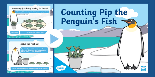 EYFS Counting Pip the Penguin's Fish PowerPoint
