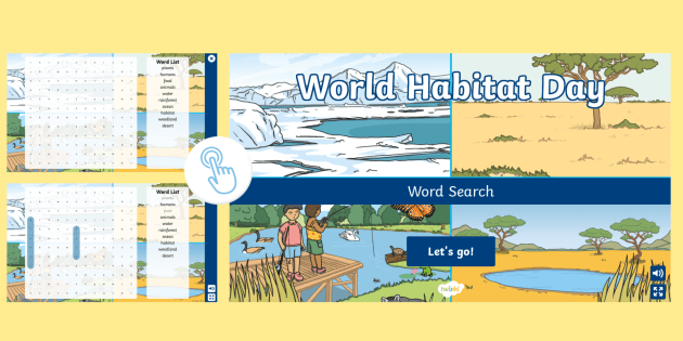 Interactive World Habitat Day Word Search (teacher made)
