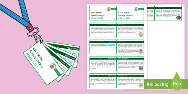 Lanyard-Sized EYFS Maths Speedy Starters: Addition (ELG)