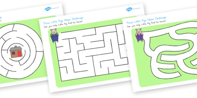 3 Little Pigs Differentiated Maze Worksheet / Worksheets