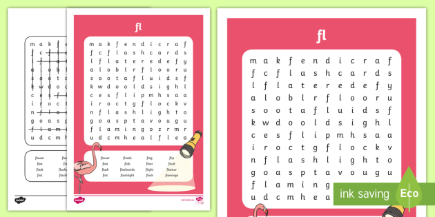 'fl' Consonant Blend Differentiated Word Search