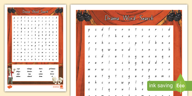 Drama Word Search (teacher made)