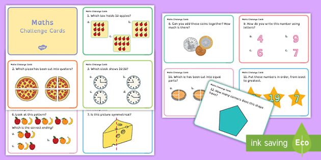 Year 1 Maths Challenge Cards Dyslexia (teacher made)