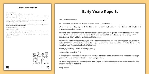 EYFS Editable Reception Profile Report Letter