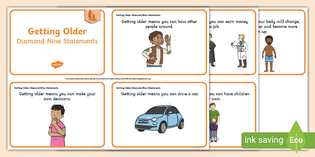 RSHE Getting Older Activity - Diamond Nine Statements