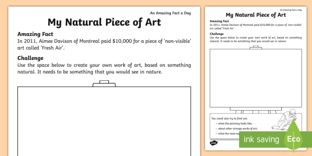 My Natural Piece of Art Worksheet / Worksheet (teacher made)