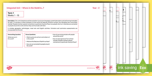 Where in the World Is...? Year 2 Integrated Unit Plan Template