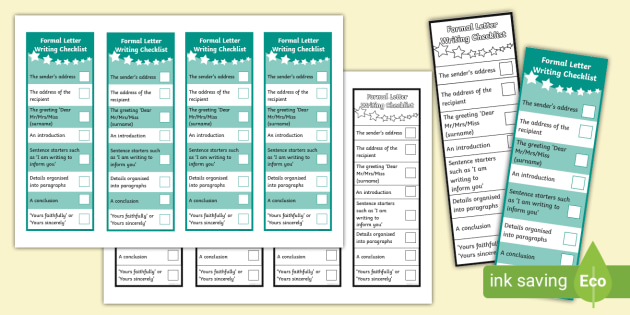 Formal Letters Checklists | twinkl.com.au