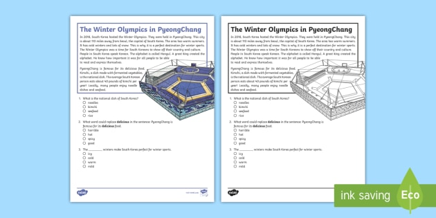 2018 Winter Olympics: PyeongChang, South Korea Differentiated Reading
