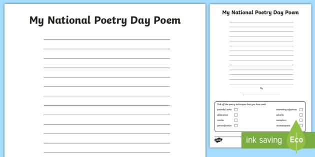 LKS2 My National Poetry Day Poem Worksheet / Worksheet