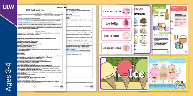 EYFS Making Ice Lollies Adult Input Plan and Resource Pack