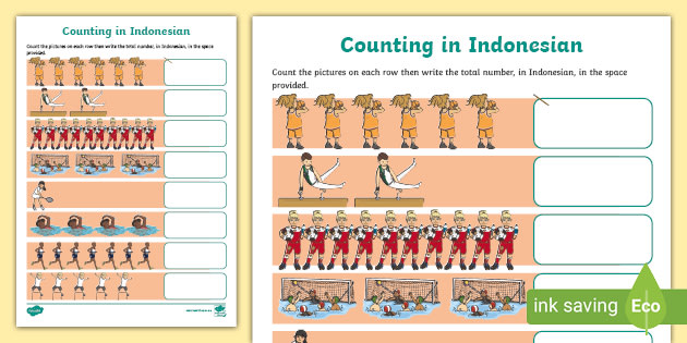 Summer Olympics Counting Activity Indonesian (teacher made)