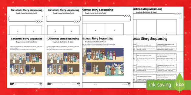 Christmas Story Sequencing English/Portuguese