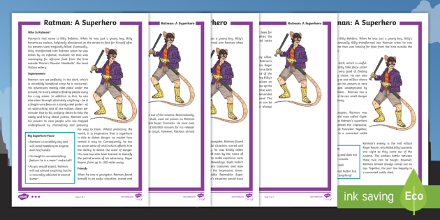 Ratman: A Superhero Differentiated Fact File (teacher made)