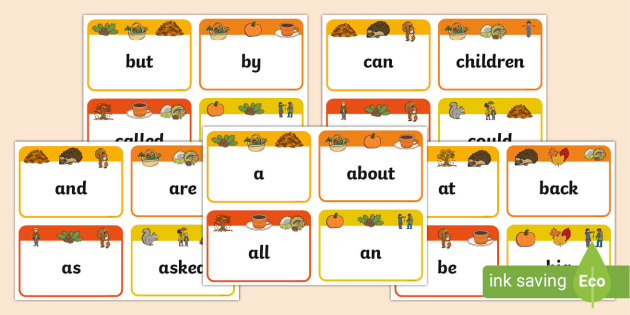 Autumn-Themed 100 High Frequency Words Flashcards