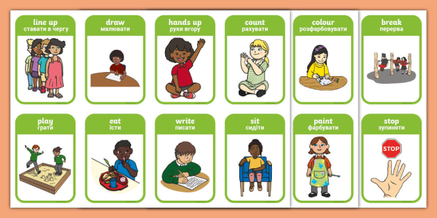 FREE! - Ukrainian Translation - New EAL Starter Instructions Flash Cards