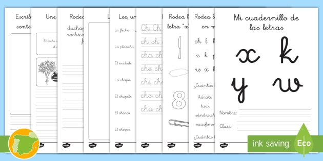 Cuadernillo de lecto: La X, K, Y W - lecto, leer, lectura, sonidos, letra