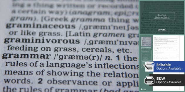 Common Grammar Errors Lesson Pack - English Grammar Lessons