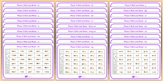 Phase 3 Complete Phoneme Roll and Read Mat - phase 3, phoneme