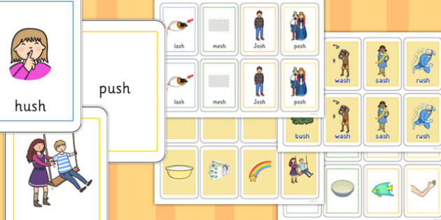 Final 'Sh' Sound Playing Cards (teacher made)