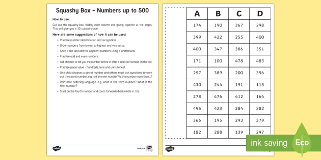 Squashy Box - Numbers to 500 - Mental Maths Warm Up + Revision