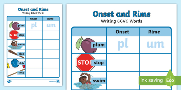Onset and Rime Writing CCVC Activity (teacher made)