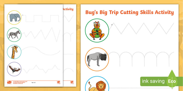 Bug's Big Trip Cutting Skills Activity (teacher made)