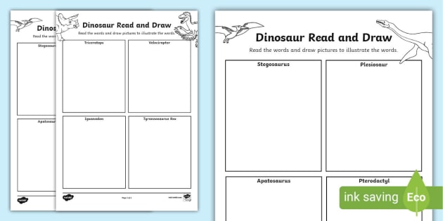 Dinosaur Read and Draw Worksheet (teacher made)