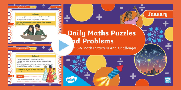 January Year 3/4 Maths Puzzle and Problem Starters