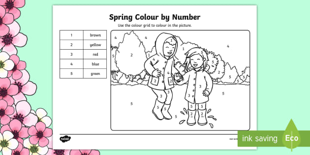Aistear colour by number spring colouring pages- easy print