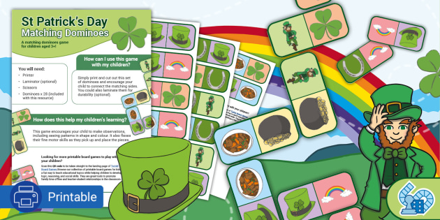 St Patrick's Day Colour Matching Dominoes Game