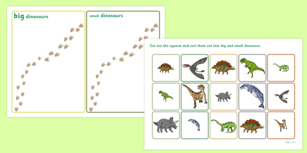 Realistic Dinosaurs Size Sorting Activity (teacher made)