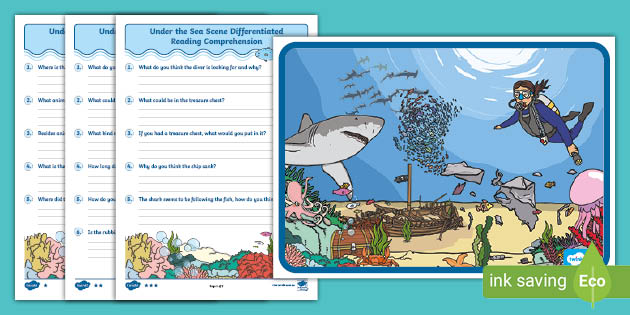 Under the Sea Scene Differentiated Reading Comprehension