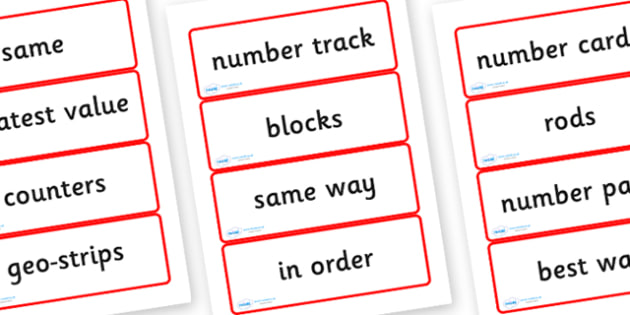 Year Three Numeracy Vocabulary Word Cards - General
