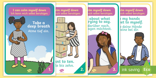 'I Can Calm Myself Down' Display Posters English/German - I Can Calm Myself