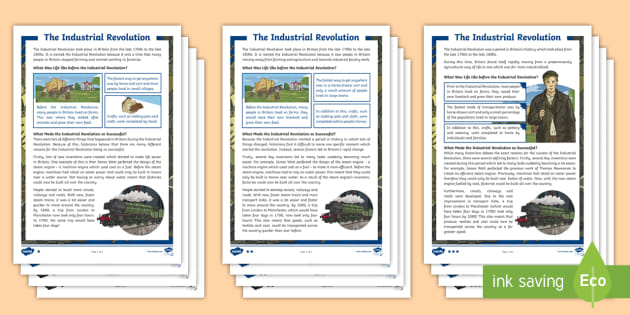 UKS2 The Industrial Revolution Differentiated Reading Comprehension ...