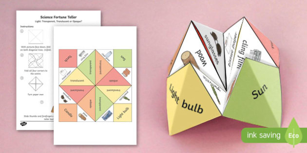 Y3 Science Light Fortune Teller Other (teacher made)