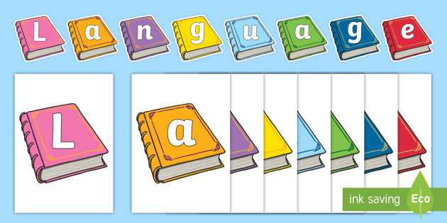 Language on Books Display Cut-Outs - English on Books Display Cut Outs