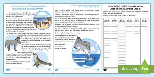 ee, ea, y, ee and ie Phoneme Spotter Story (teacher made)