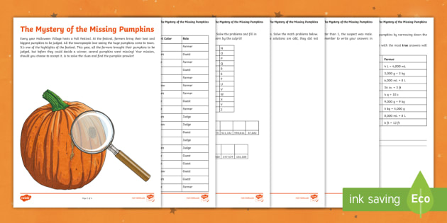 The Mystery of the Missing Pumpkins Math Project