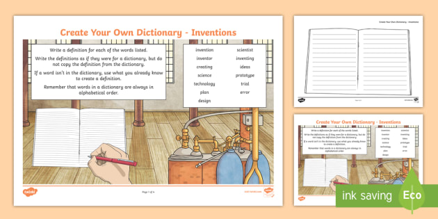 Inventions Key Vocabulary Create Your Own Dictionary