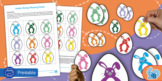 Easter Bunny Memory Game for Easter Activities