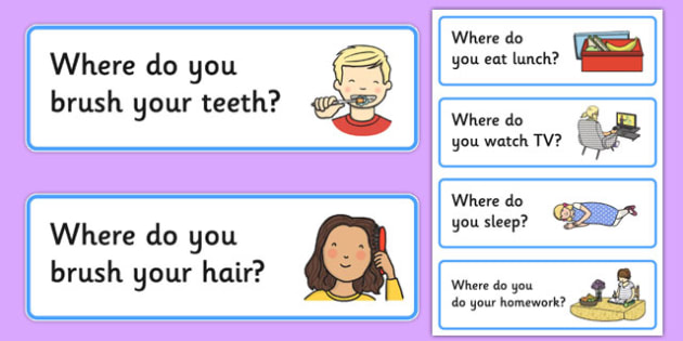 50 Where Question Cards -question words , where vocabulary, quick attention