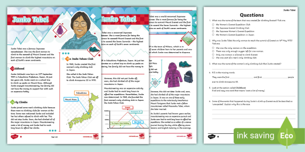 UKS2 Junko Tabei Differentiated Reading Comprehension