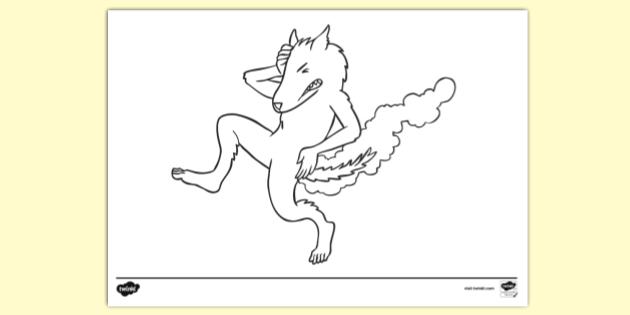 FREE! - Wolf Running Away Colouring Sheet - Primary School - Twinkl