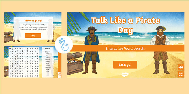 International Talk Like a Pirate Day Interactive Word Search