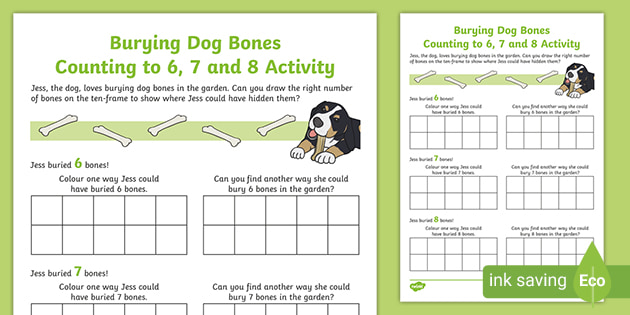 Burying Dog Bones Counting to 6, 7 and 8 Activity